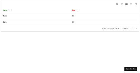 Simple Material React Table Example Forked Codesandbox