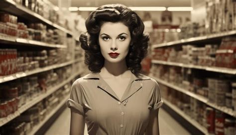 Premium Photo Woman In Grocery Store Vintage Design Retro Girl With