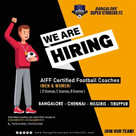Bangalore Super Strikers Fc Hiring Football Coaches Us Health