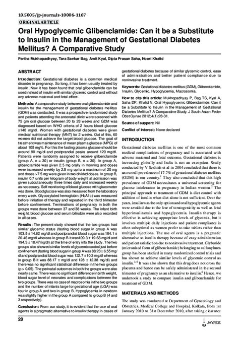 Pdf Oral Hypoglycemic Glibenclamide Can It Be A Substitute To