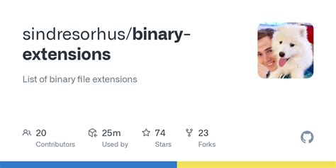 github sindresorhus binary extensions list of binary file extensions