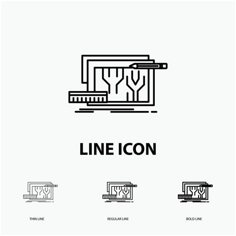 Architecture Blueprint Circuit Design Engineering Icon In Thin Regular And Bold Line Style