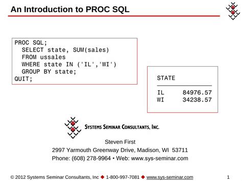 Pdf An Introduction To Proc Sql Systems Seminar To Sas Sqlpdf · 1 An Introduction To Proc