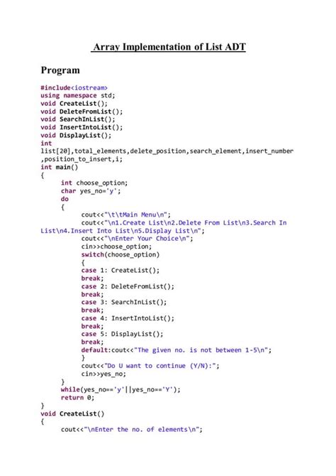 Array Implementation Docx Programming Languages Computing