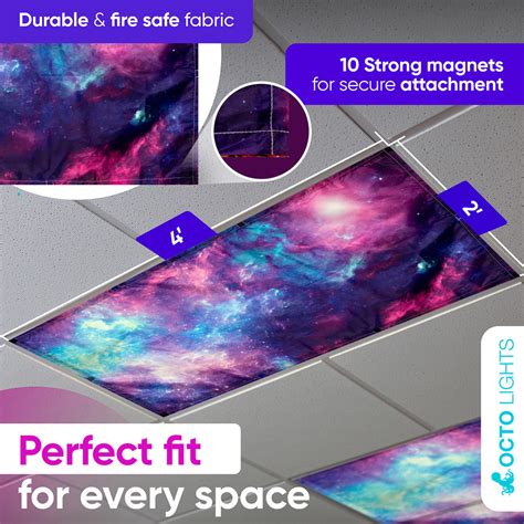 Solid Blue Fabric Magnetic Fluorescent Light Covers Calming Blue