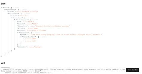 Pretty Data Examples Codesandbox