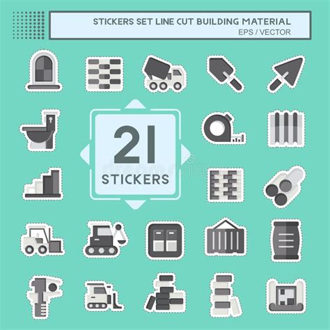 Sticker Line Cut Set Building Material Related To Education Symbol Simple Design Editable