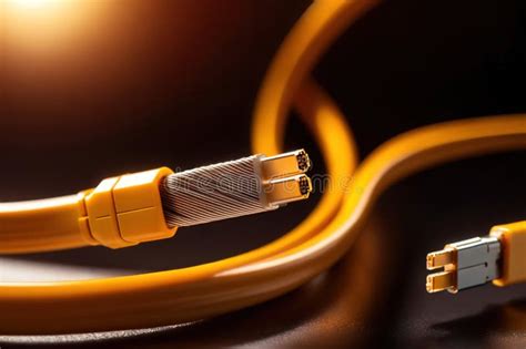 Yellow Data Cables Computer Technolocy Ict Data Transfer Wires Stock Illustration