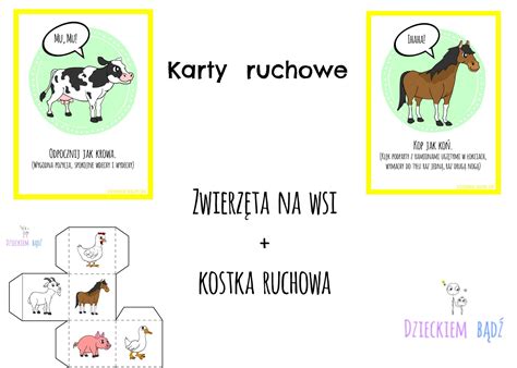Dzieckiem bądź Zwierzęta na wsi karty ruchowe