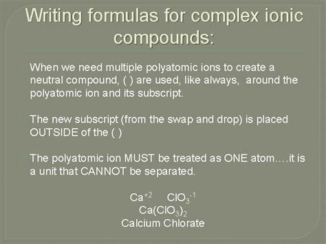 Naming Ionic Compounds With Polyatomic Ions Complex Ionic