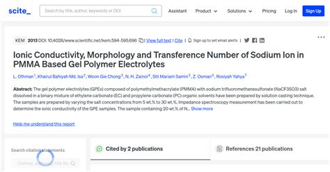 Ionic Conductivity Morphology And Transference Number Of Sodium Ion In