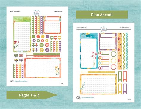 Wildflowers Printable Monthly Dashboard Sticker Kit For A5 Planners
