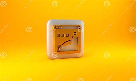Gold Histogram Graph Photography Icon Isolated On Yellow Background Silver Square Button Stock