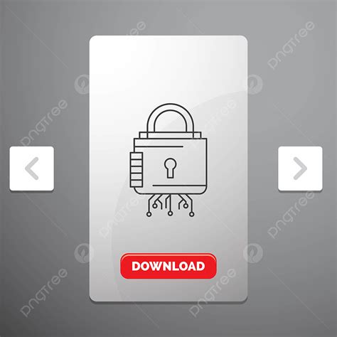 Security Cyber Lock Protection Secure Line Icon In Carousal Access