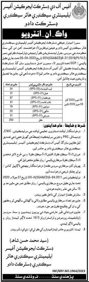 Elementary Secondary And Higher Secondary Department Jobs 2023 2024 Job
