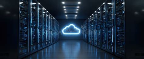 The Cloud Storage Servers Illuminated In A Modern Data Centerai Generated Image Stock Image