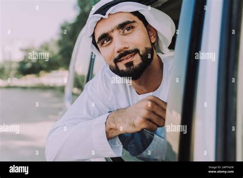 Handsome Arabic Man Driving A Car Stock Photo Alamy