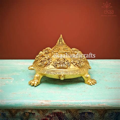 Brass Tortoise With Shree Yantra Showpiece For Good Luck Ekaa Handicrafts