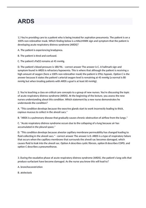 Ards Questions With Answers 2024 2025 Ards Nclex Stuvia Us