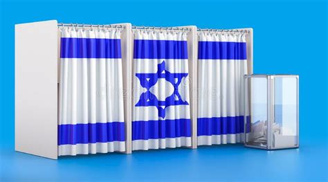 voting booths with israeli flag and ballot box election in israel
