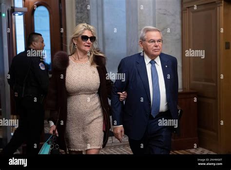 Sen Bob Menendez D Nj And His Wife Nadine Arslanian Are Seen At