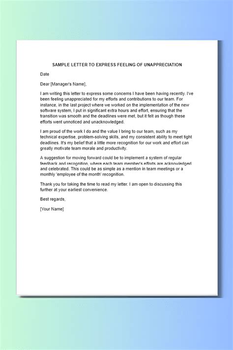 How To Express Feeling Unappreciated At Work In Letter With Samples
