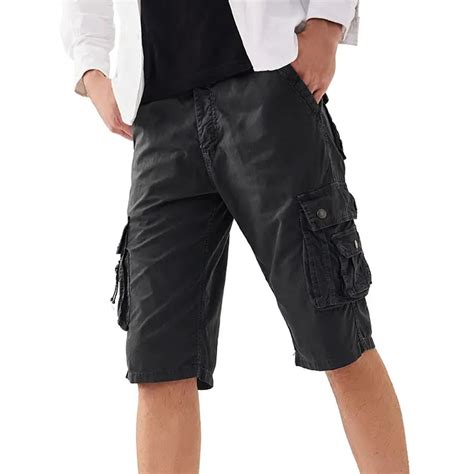 Mens Elastic Waist Cargo Shorts Elastic Waistband Shorts Leehanton