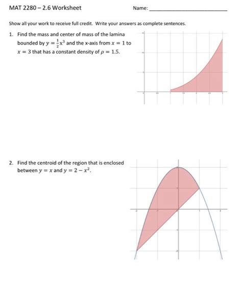 Solved 1 Find The Mass And Center Of Mass Of The Lamina