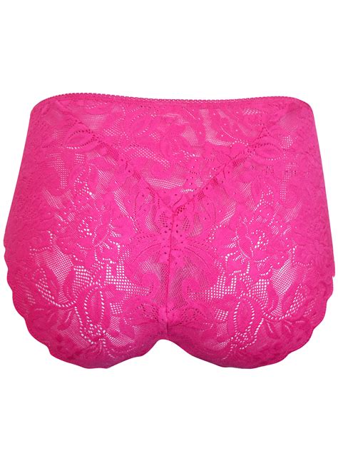 Marks And Spencer Mand5 Dark Pink Microfibre Lace High Leg Knickers