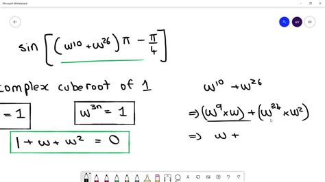 SOLVED If ωis a complex cube root of unity then the value of sin ω ω π π is a