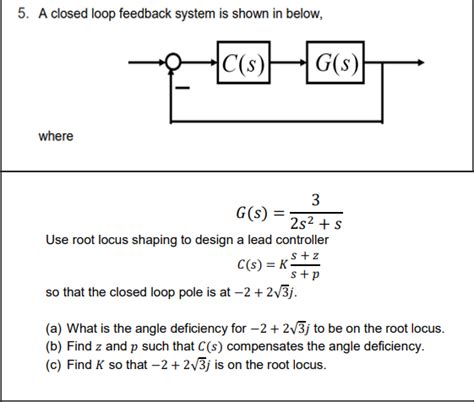 Solved A Closed Loop Feedback System Is Shown In
