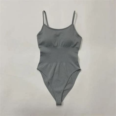 Seamless Knit One Piece Yoga Suit Onesie Thread Sexy Hip Slim High Bullet Onesie Sexy Blue