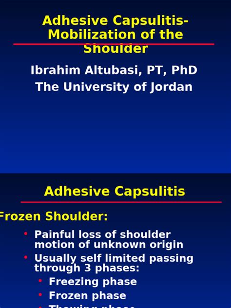 Adhesive Capsulitis Mobilization Of The Shoulder Joint 1 Pdf Anatomical Terms Of Motion