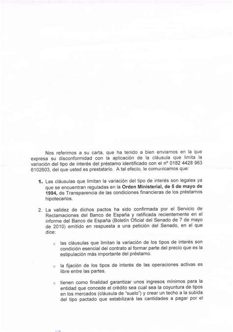 Respuesta Negativa De BBVA A Mi Reclamacion De A Cluasula Suelo JoSpoRTaL Foro Antiusura
