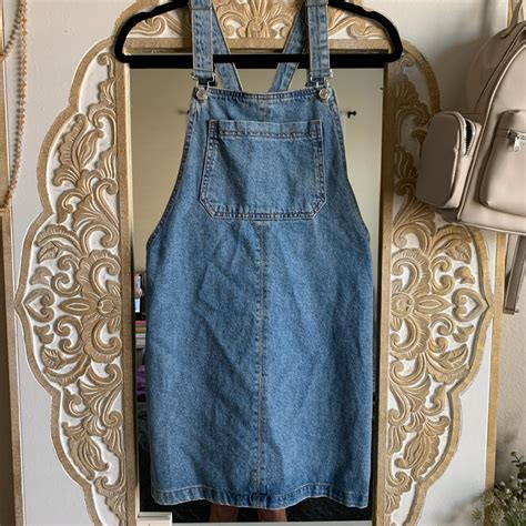 Topshop Denim Overall Dress Size Us 4uk 8 26 Depop