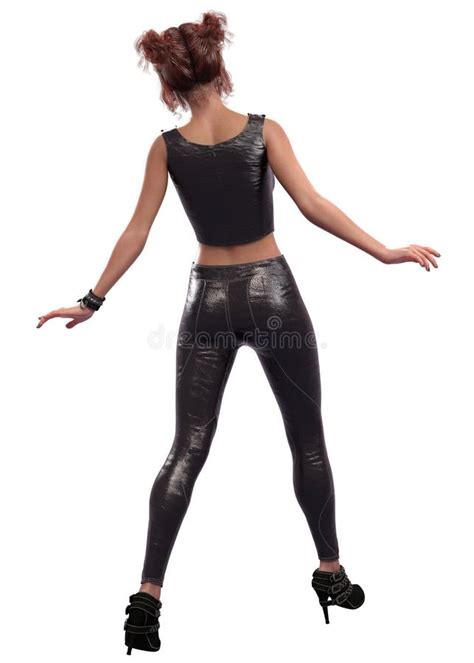 3d Girl In Black Leather Outfit Stock Illustration Illustration Of