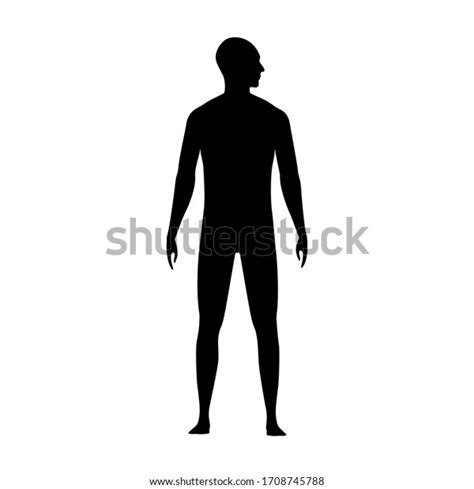 Front View Human Body Silhouette Of An Adult Male With A Head Turned To