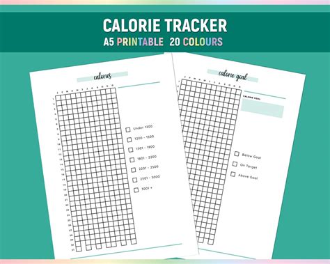 A5 Calorie Counting Tracker Printable Calorie Journal Simple Calorie