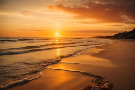 Premium Ai Image The Sun Setting Over The Ocean Casting A Warm Golden
