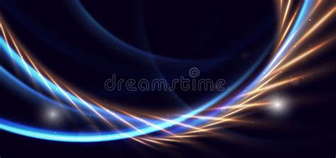 Abstract Technology Futuristic Neon Curved Glowing Blue Light Lines With Speed Motion Blur