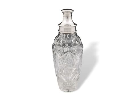 Cocktail Shaker Art Deco Hand Cut Glass And Silver 500147 1