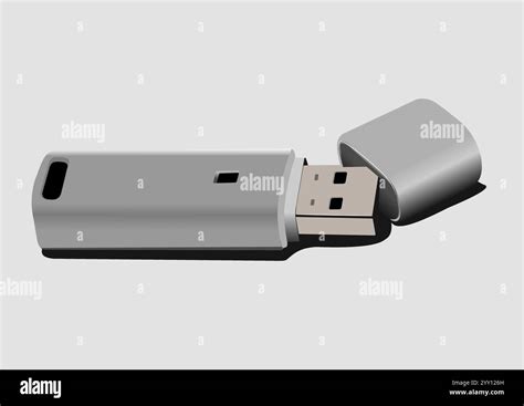 Usb Key Scan Disk Close Up Isolated On White 3d Vector Illustration