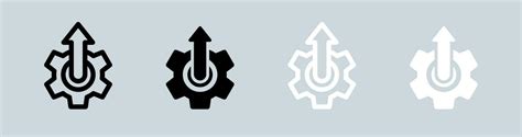 Advance Icon Set In Black And White Growth Signs Vector Illustration