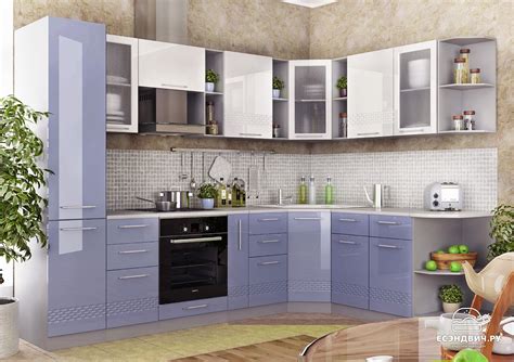 Кухня угловая 2,8х2,0 правая decorazione "Лакрима" (МДФ глянец) (Белый ...
