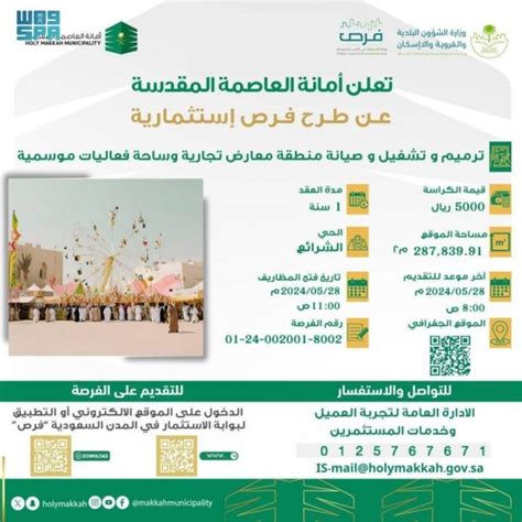 أمانة العاصمة المقدسة تطرح فرصًا استثمارية في عددٍ من المواقع بمكة