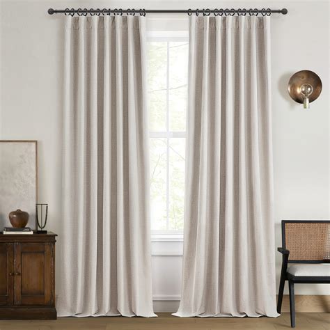 Amazon LANTIME Semi Sheer Curtains Inches Long Faux Linen Double Pleats Window Sheer