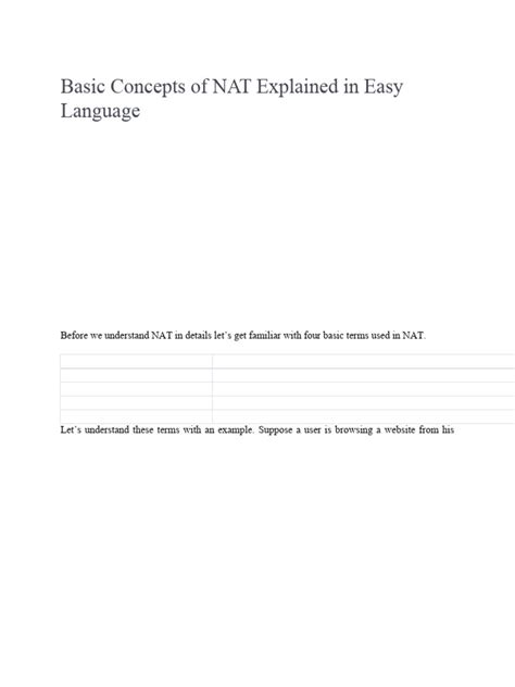 Basic Concepts Of Nat Explained In Easy Language Pdf