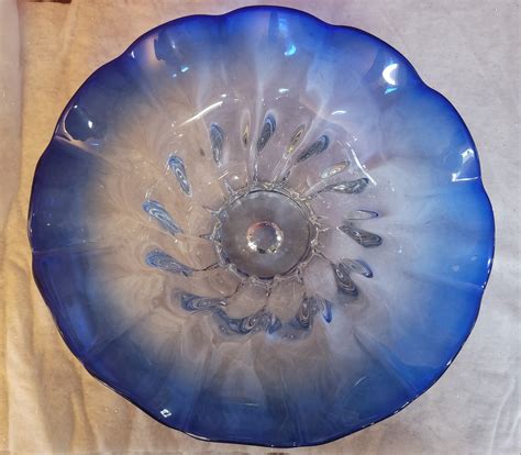 Stunning Vintage Blown Glass Bowl Etsy