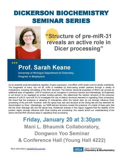Biochemistry Seminar Series Prof Sarah Keane Biochemistry Molecular And Structural Biology