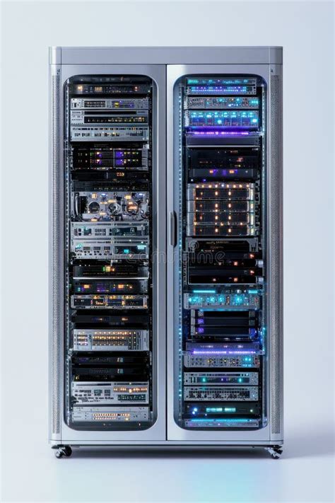 Server Rack Filled With Multiple Server Units And Glowing Indicators In